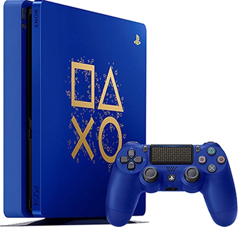 Playstation 4 Slim Console, 500GB Days Of Play Blue (1 Blue Pad ...